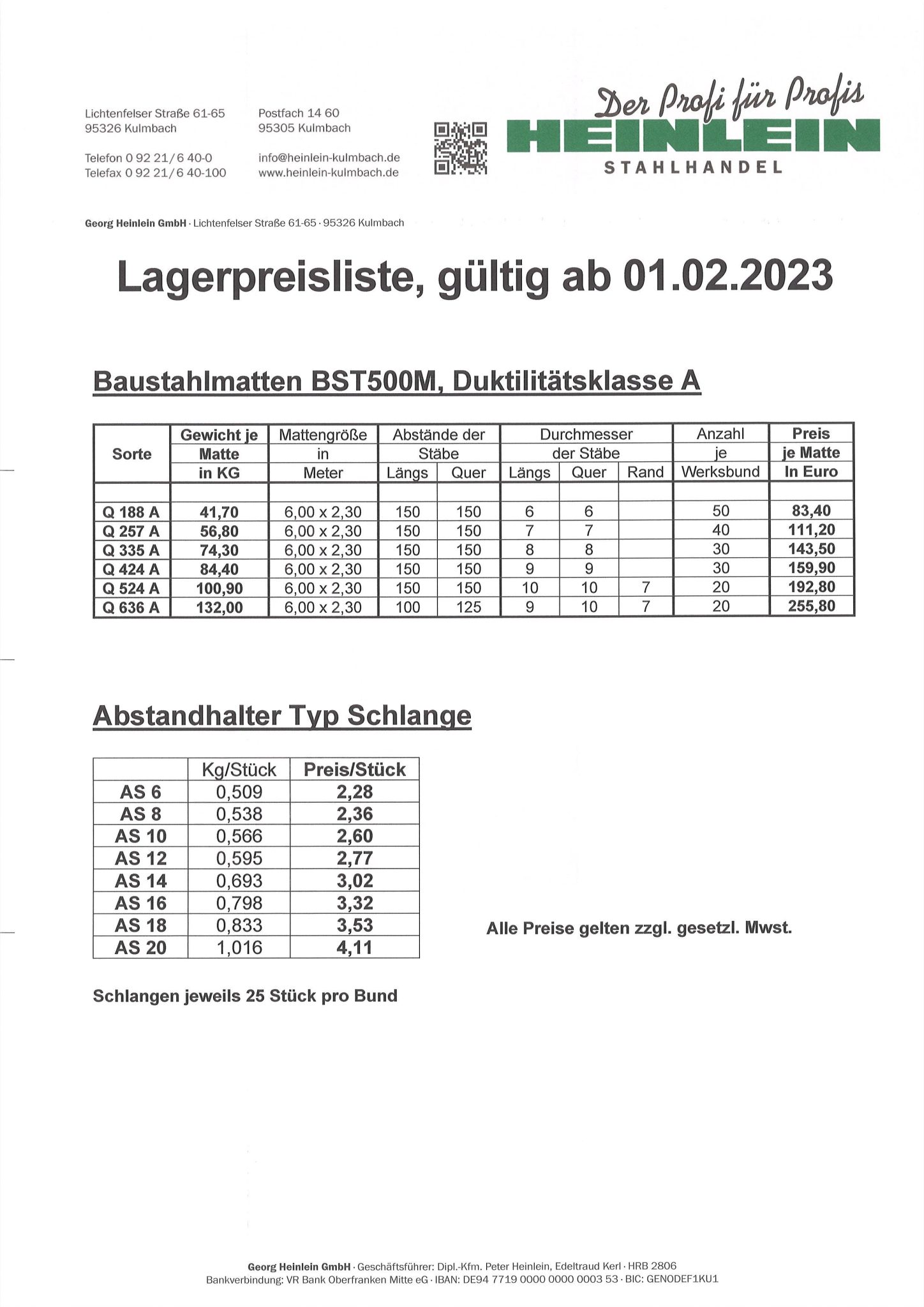 Kataloge & Preislisten für Stahl und Stahlzubehör